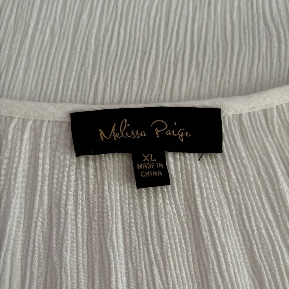 Melissa Paige | Tops | Melissa Paige White Gauze Lace Boho Blouse Xl ...